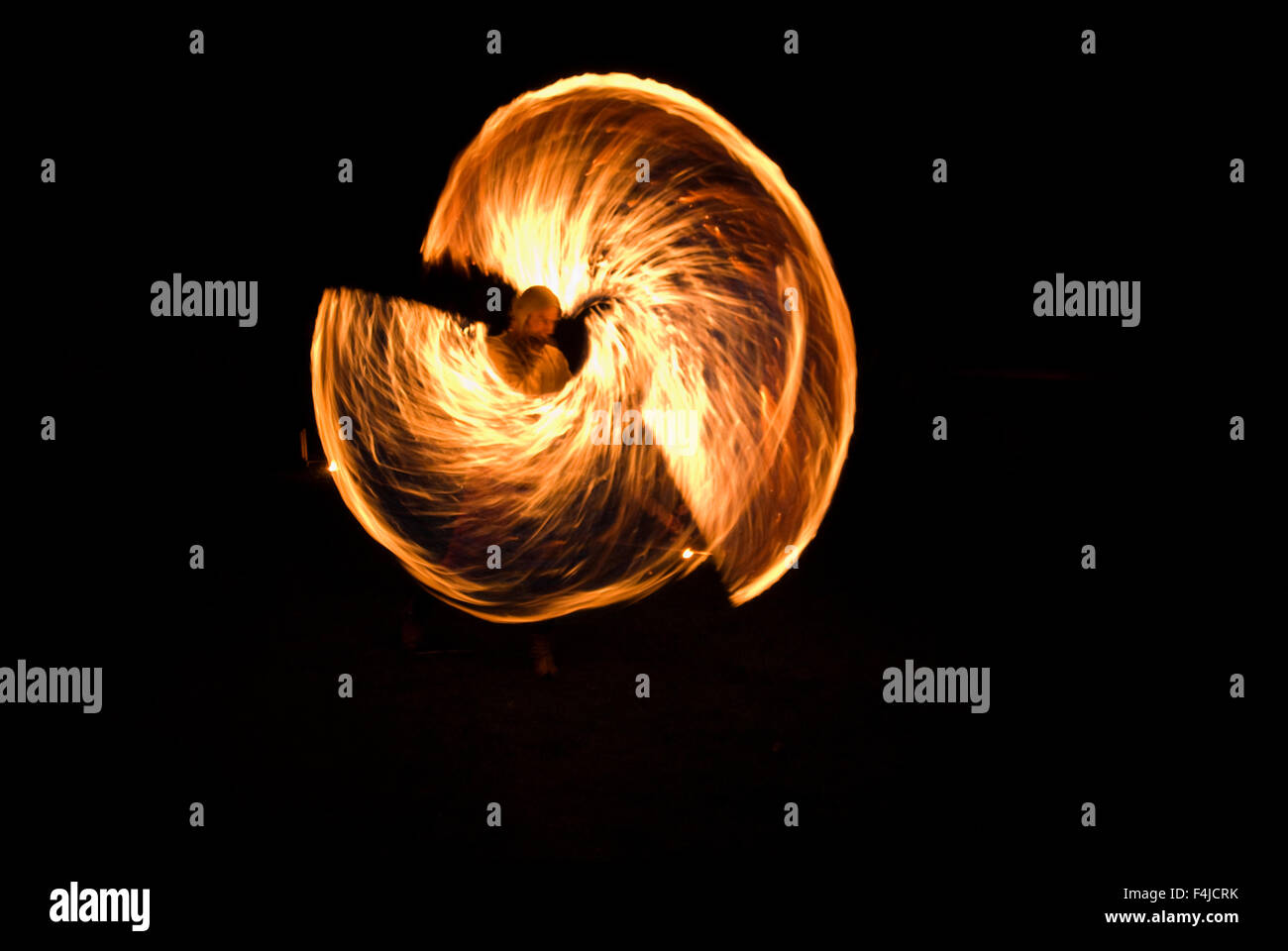 Scandinavia, Sweden, Oland, Fire dancer spinning fire Stock Photo - Alamy