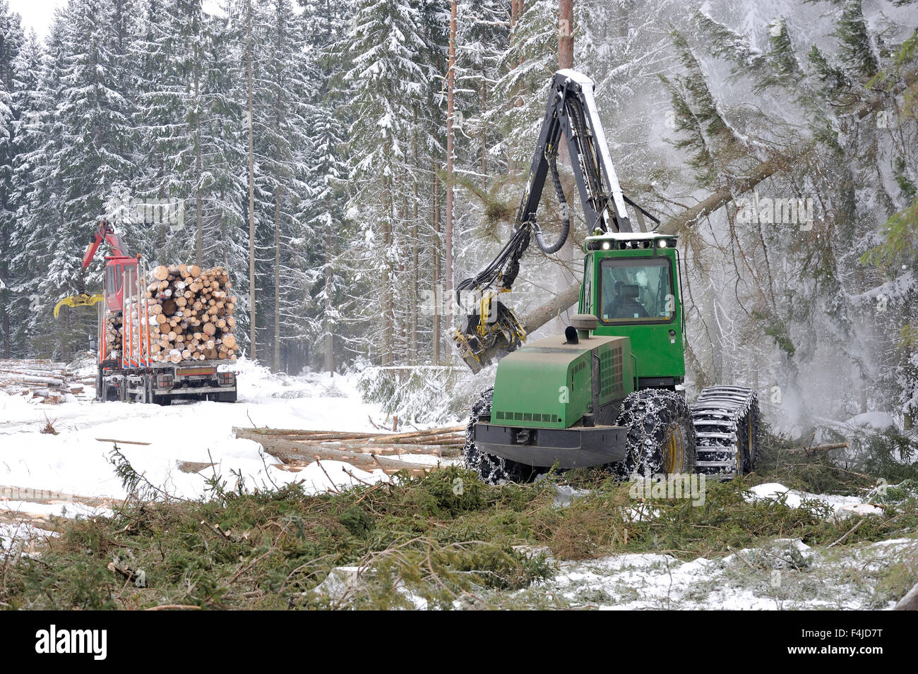 Scandinavia, Sweden, Uppland, View of truck with logs of wood Stock ...