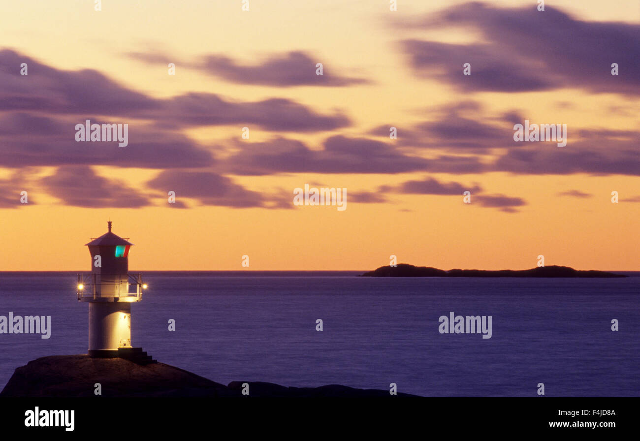 Scandinavia, Sweden, Bohuslan, Lighthouse at dusk Stock Photo - Alamy