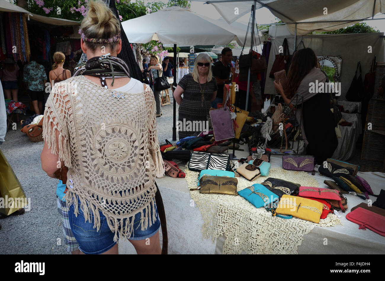 Las Dalias, hippy market at San Carlos on Ibiza Stock Photo - Alamy