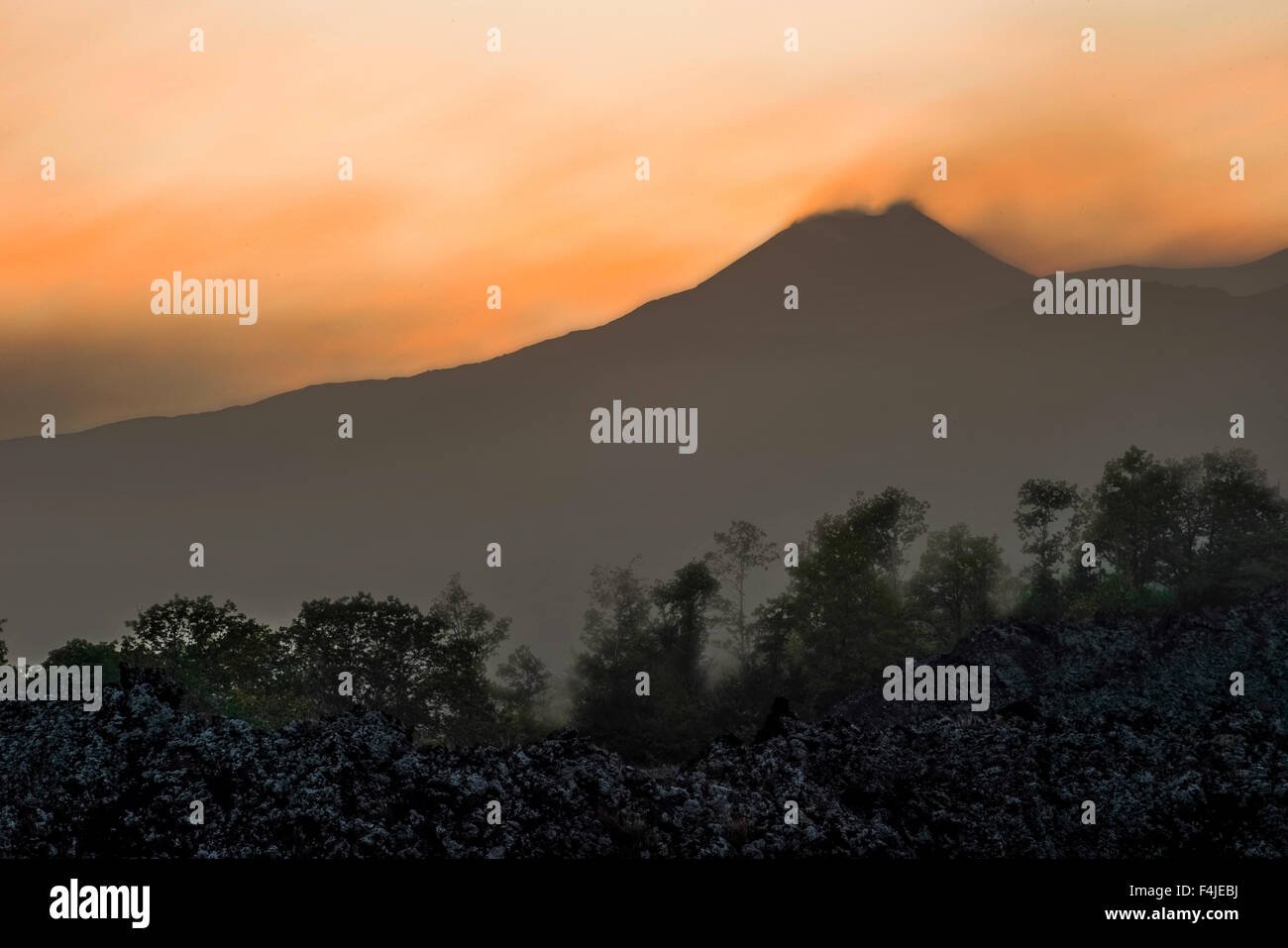 Italy Mount Etna, Sicily .The volcano and the colors of the sunset ...