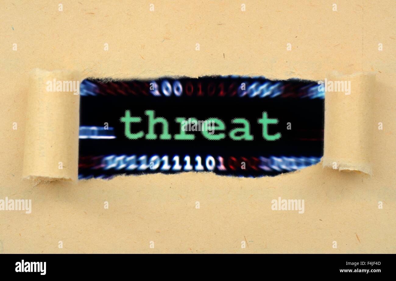 Threat text on ripped paper Stock Photo - Alamy