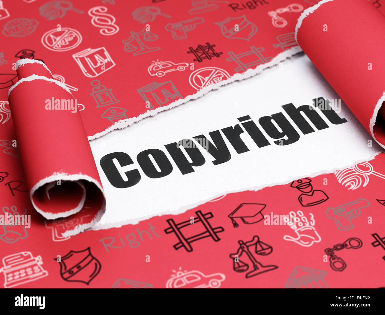 Law concept: black text Copyright under the piece of torn paper Stock ...