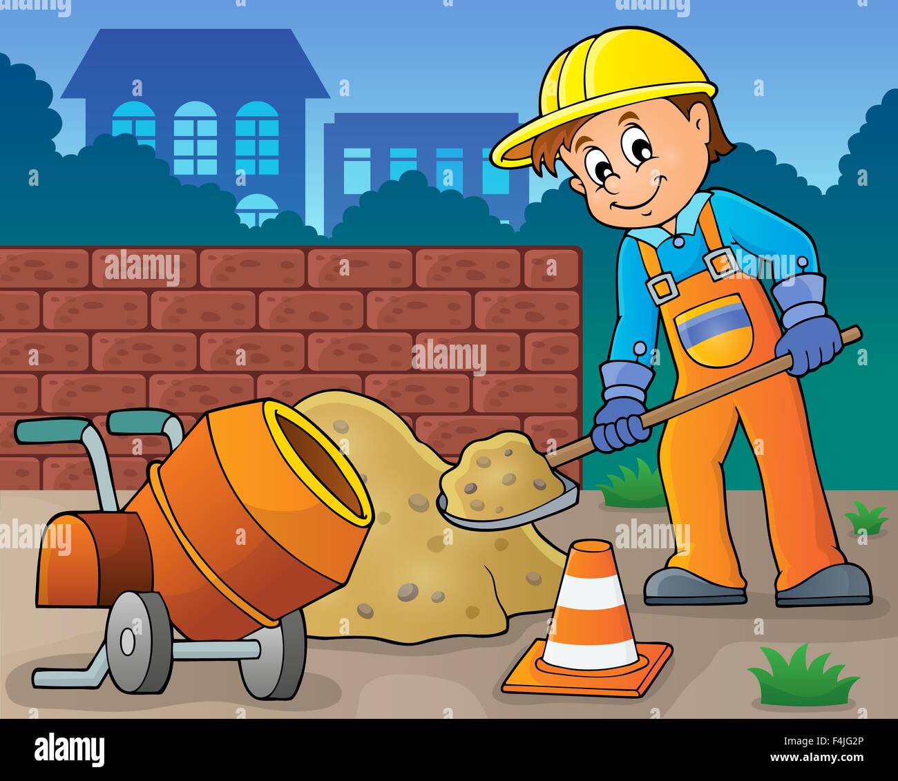 Construction worker theme image 6 - picture illustration Stock Photo ...