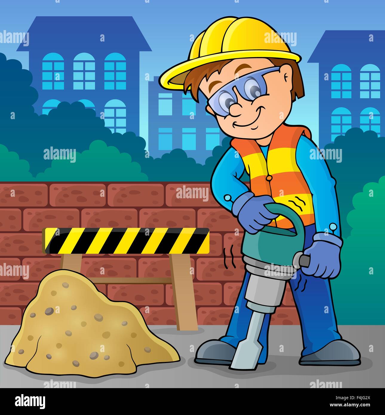 Construction worker theme image 8 - picture illustration Stock Photo ...