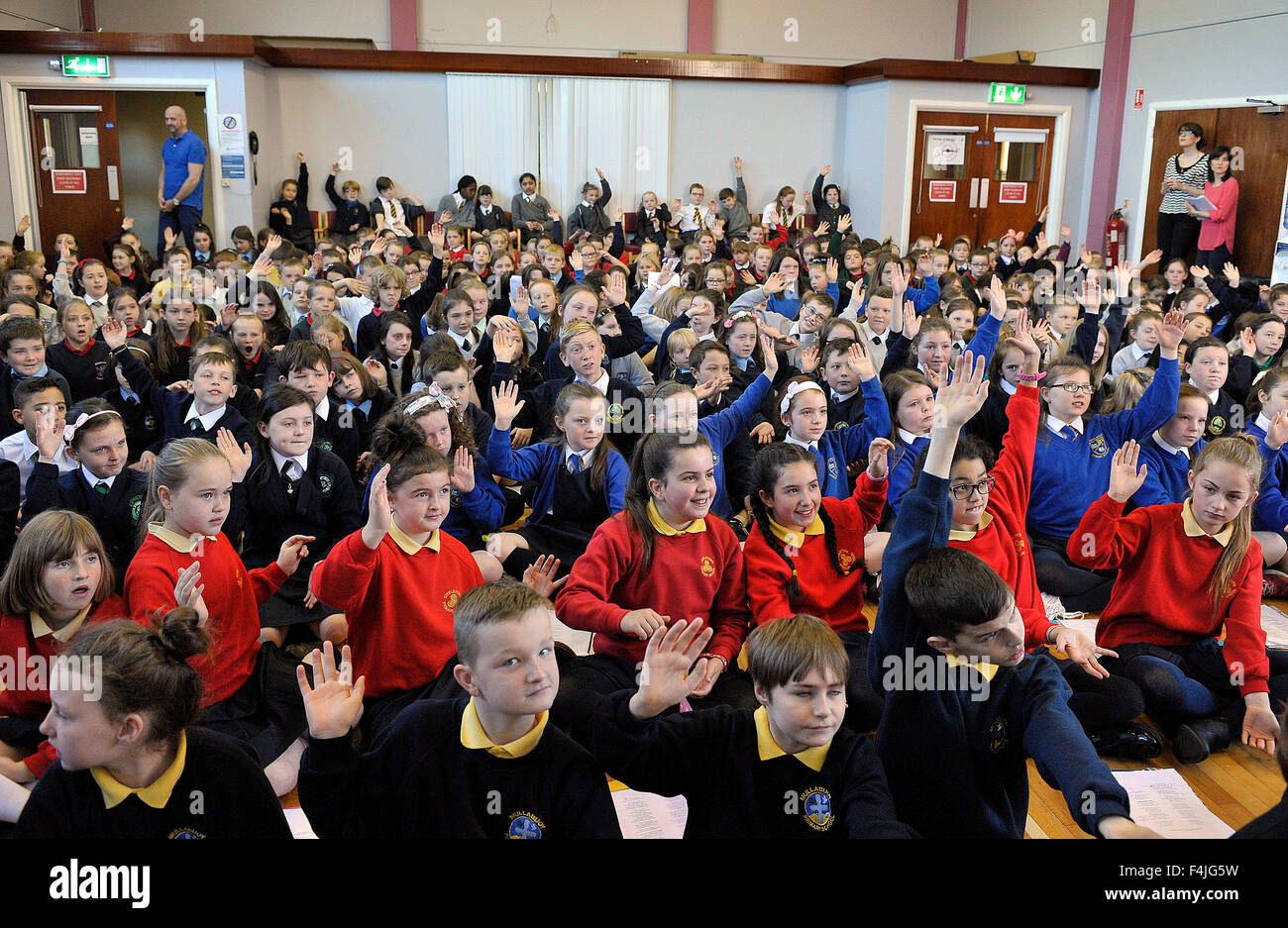 Primary School Children In Northern Ireland Rehearsing Songs For Choral primary-school-children-in-northern-ireland-rehearsing-songs-for-choral