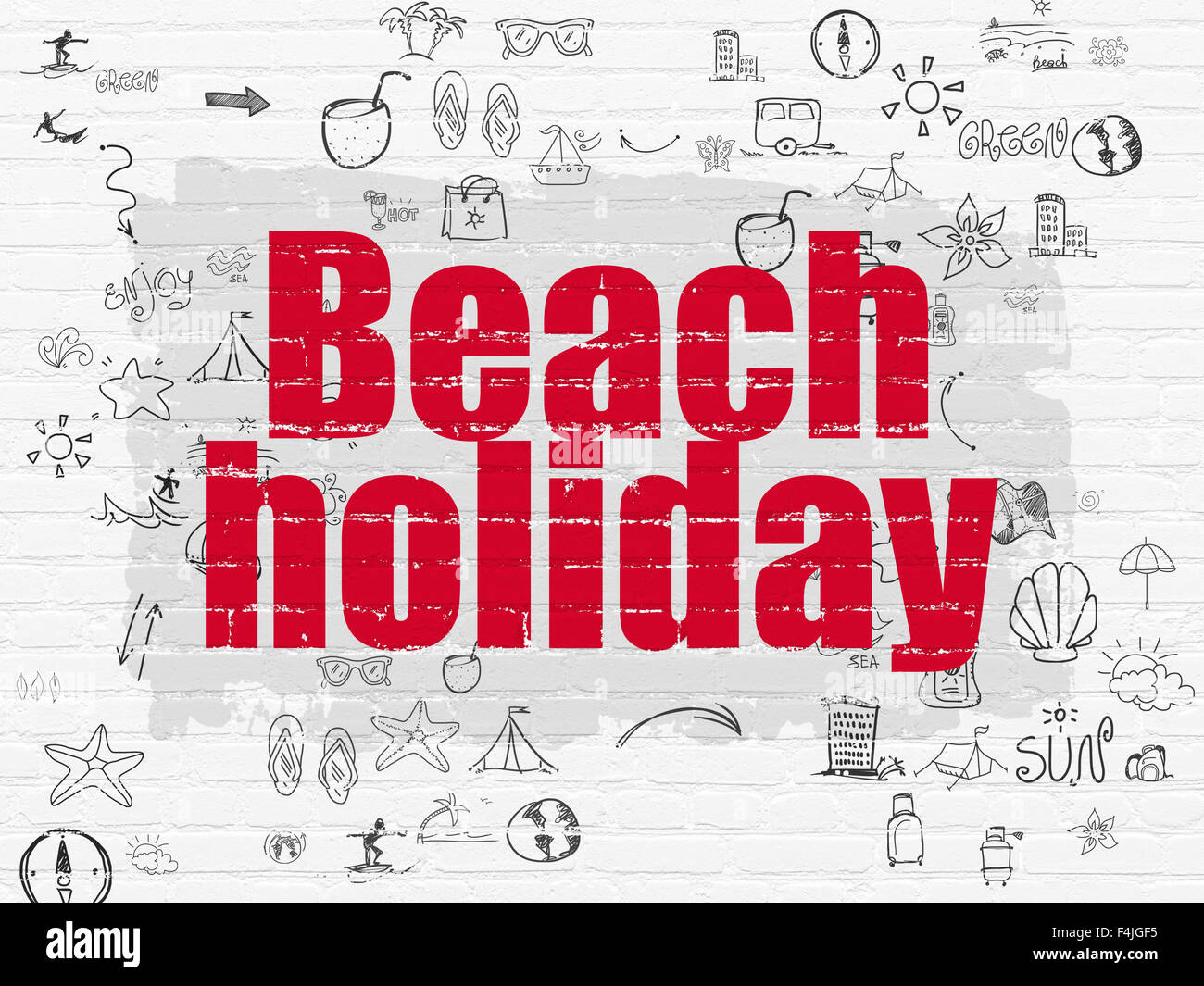Tourism concept: Beach Holiday on wall background Stock Photo - Alamy