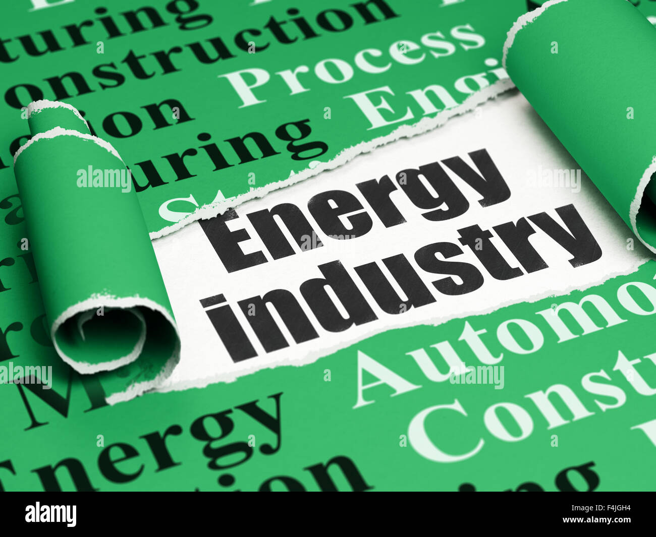 Manufacuring concept: black text Energy Industry under the piece of ...