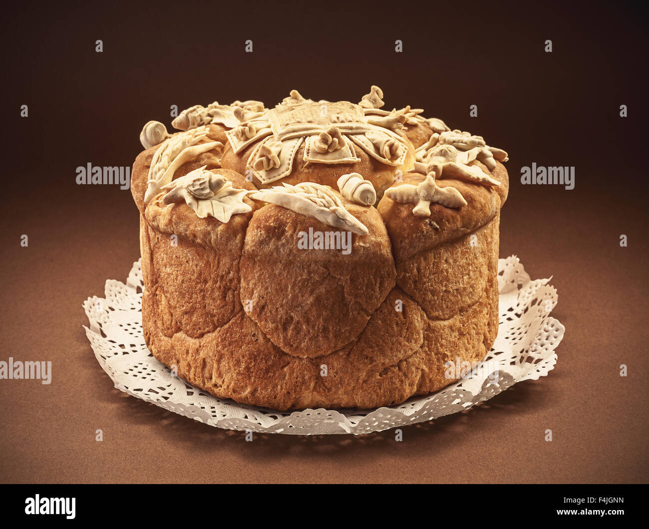 Decorated bread for celebration a saint in Orthodox faith. Serbian ...