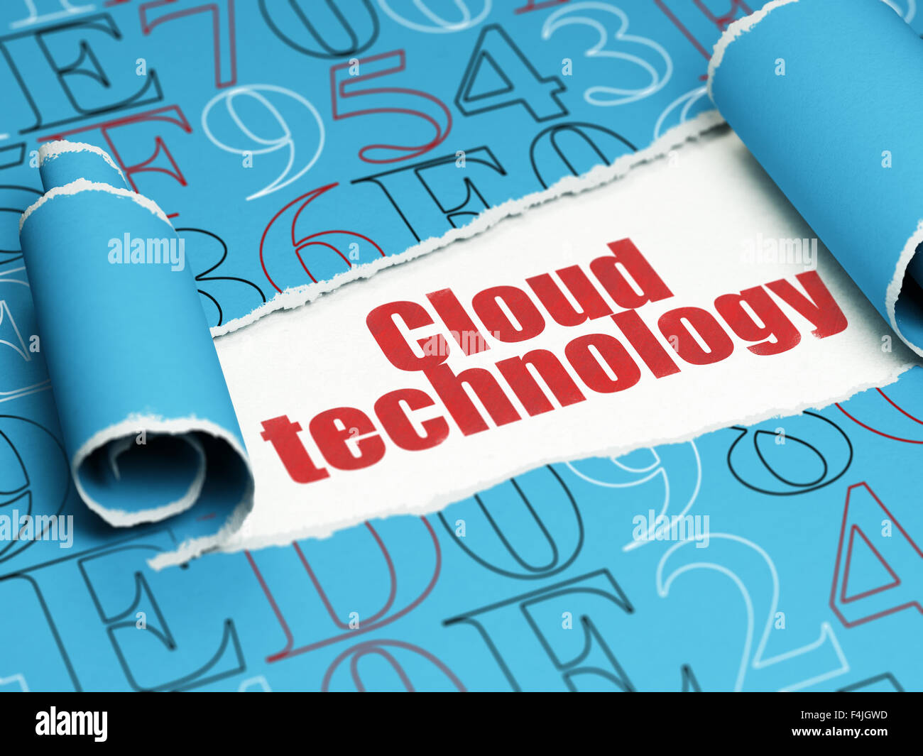 Cloud networking concept: red text Cloud Technology under the piece of ...