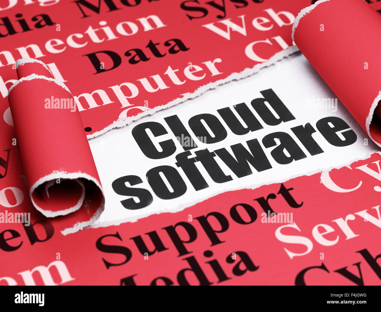 Cloud technology concept: black text Cloud Software under the piece of ...