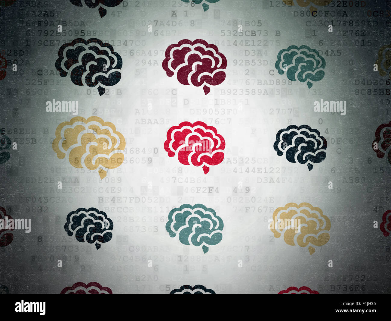 Science concept: Brain icons on Digital Paper background Stock Photo ...