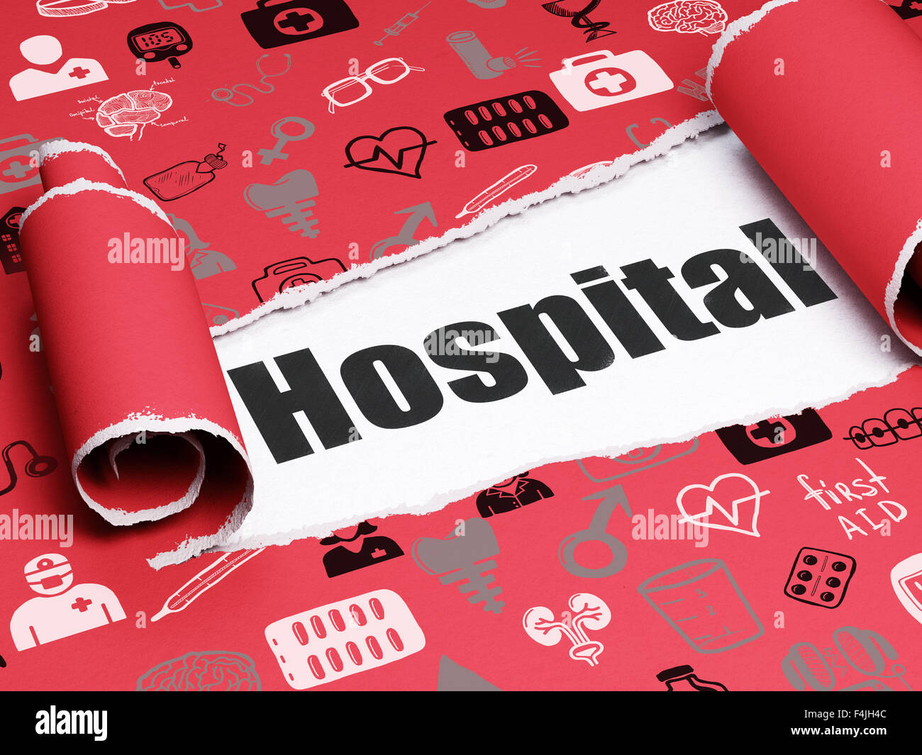 Health concept: black text Hospital under the piece of torn paper Stock ...