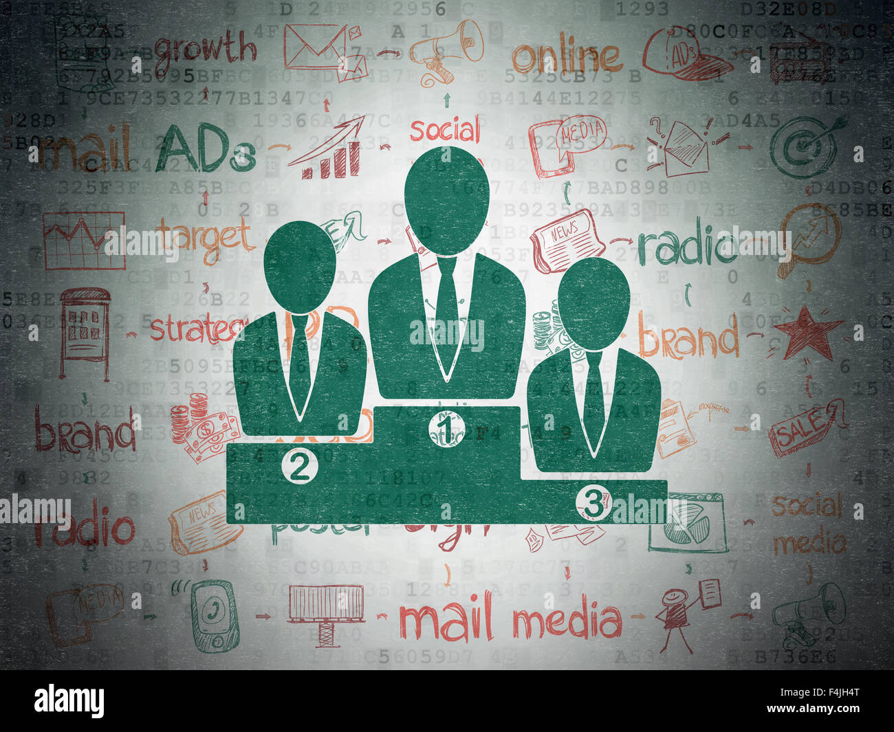 Advertising concept: Business Team on Digital Paper background Stock ...