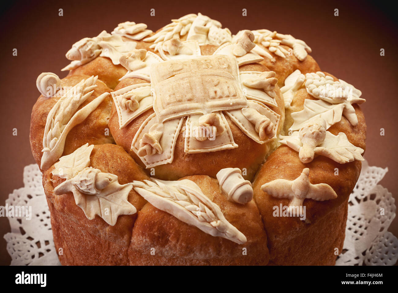 Decorated bread for celebration a saint in Orthodox faith. Serbian ...