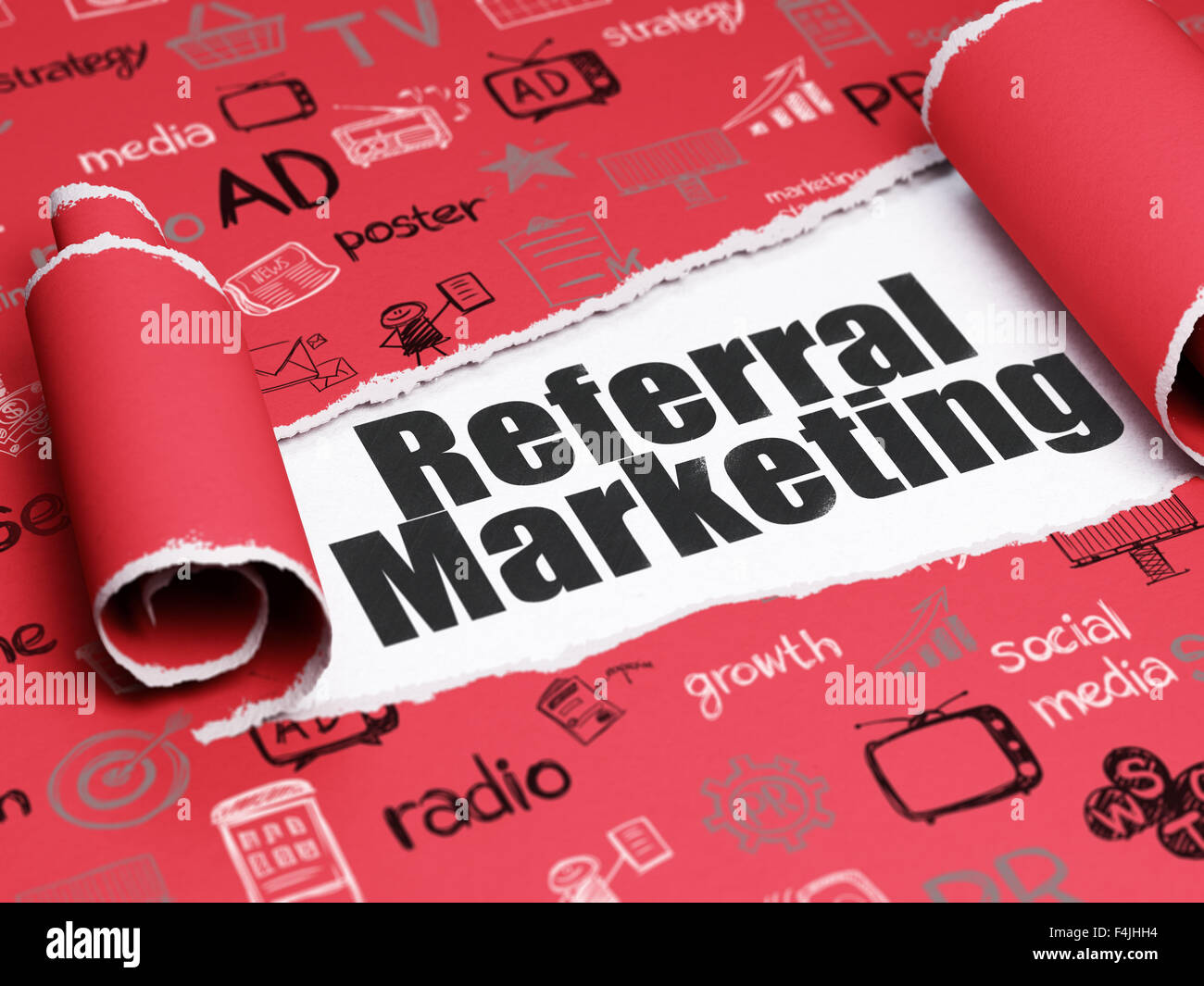 Advertising concept: black text Referral Marketing under the piece of ...