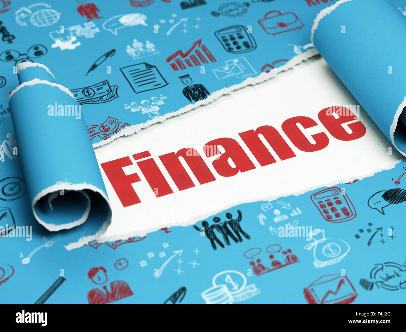 Finance concept: red text Finance under the piece of torn paper Stock ...