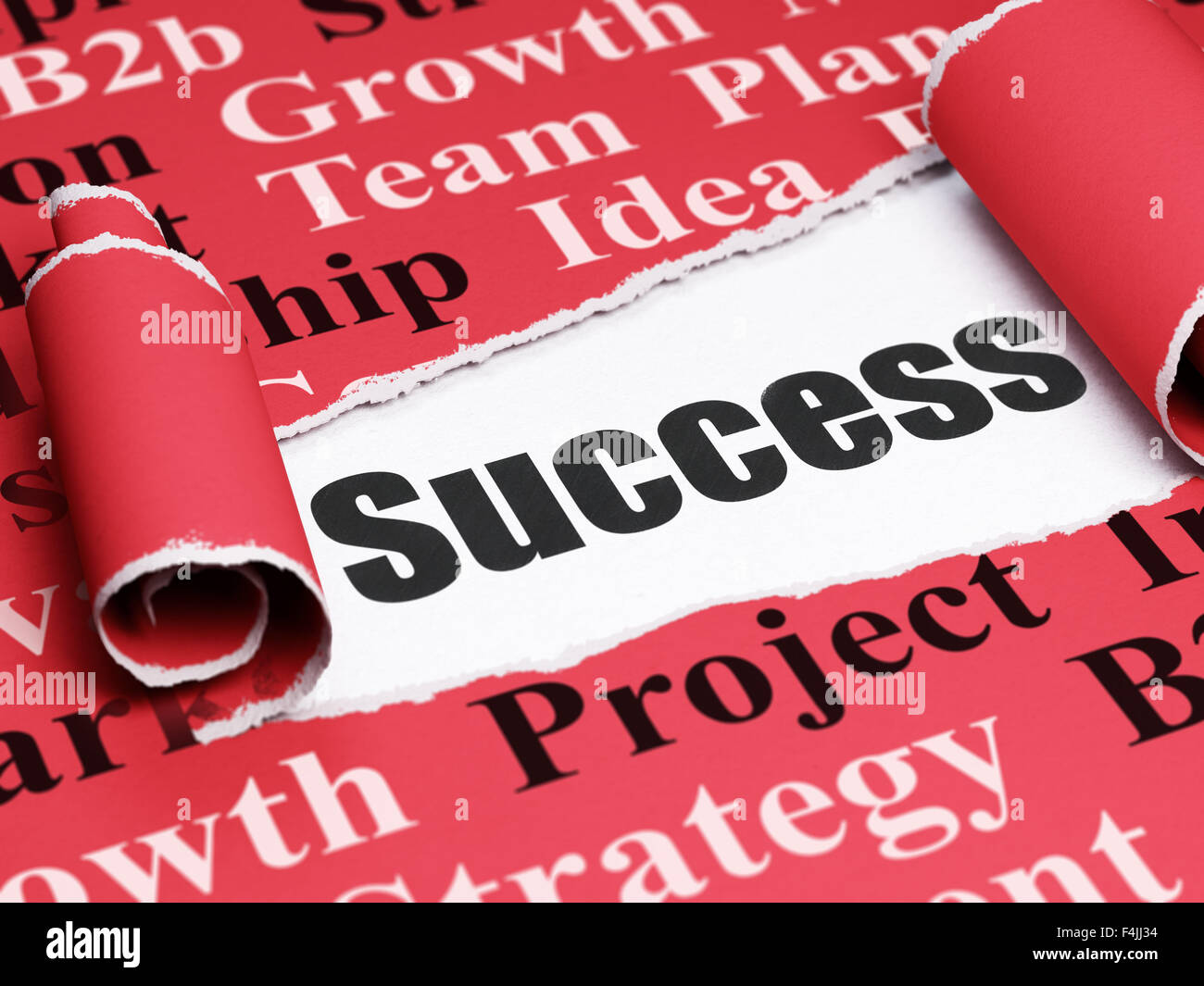 Business concept: black text Success under the piece of torn paper ...