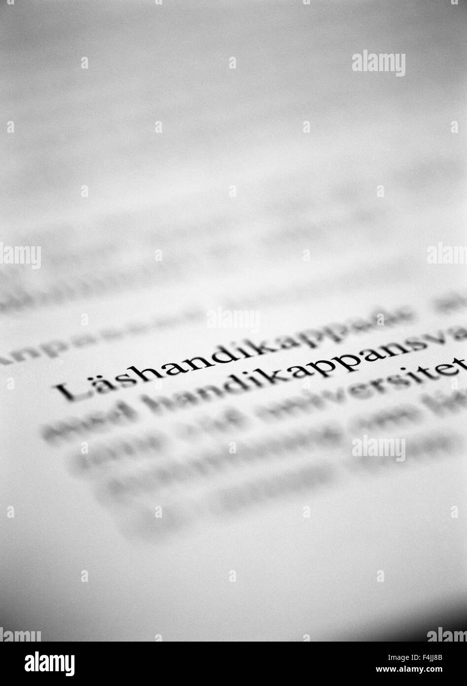 Close-up on page with text Stock Photo - Alamy