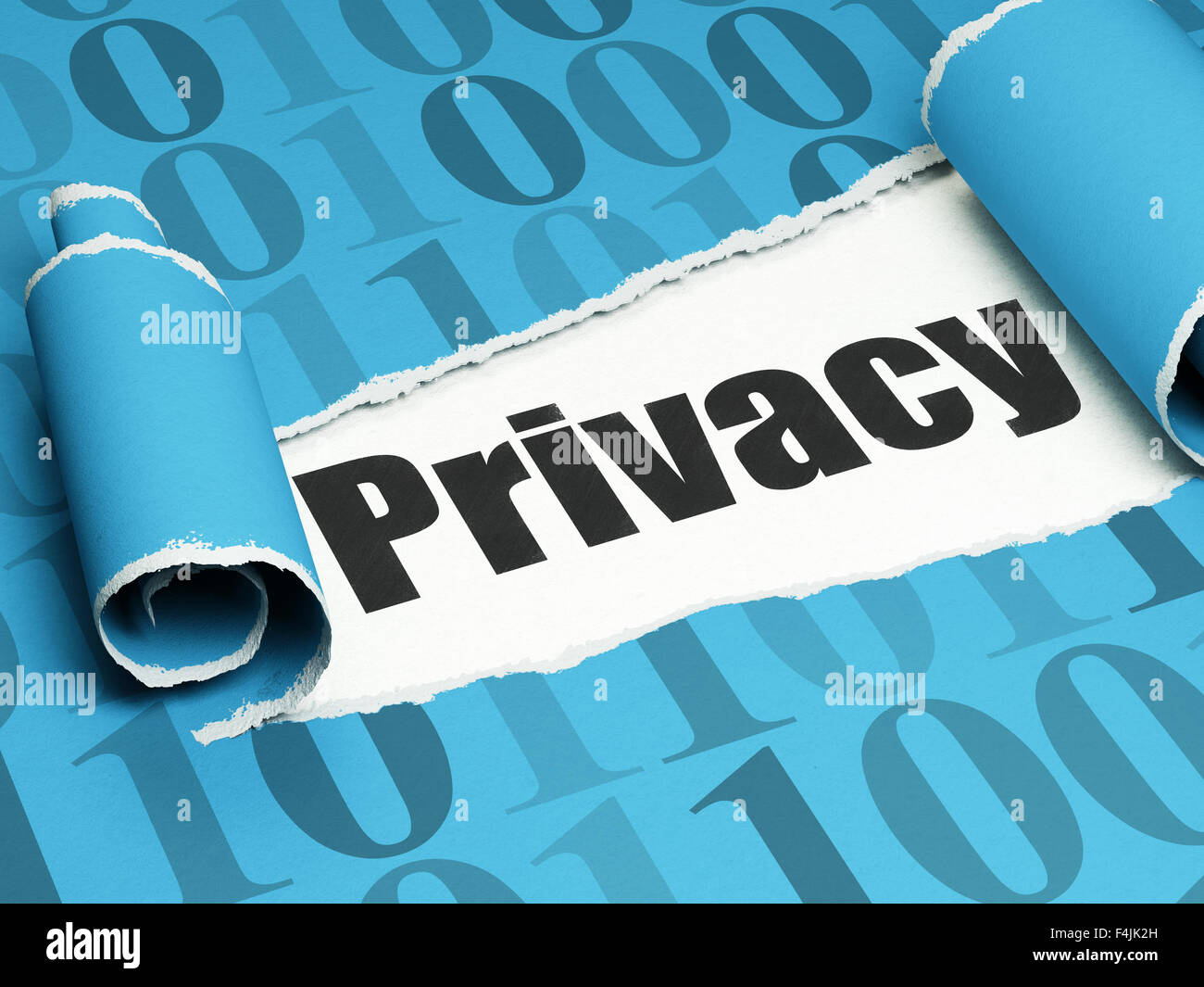 Protection concept: black text Privacy under the piece of torn paper ...