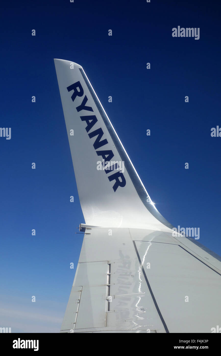 Ryanair, Ryanair plane, showing Ryanair name on wing Stock Photo - Alamy