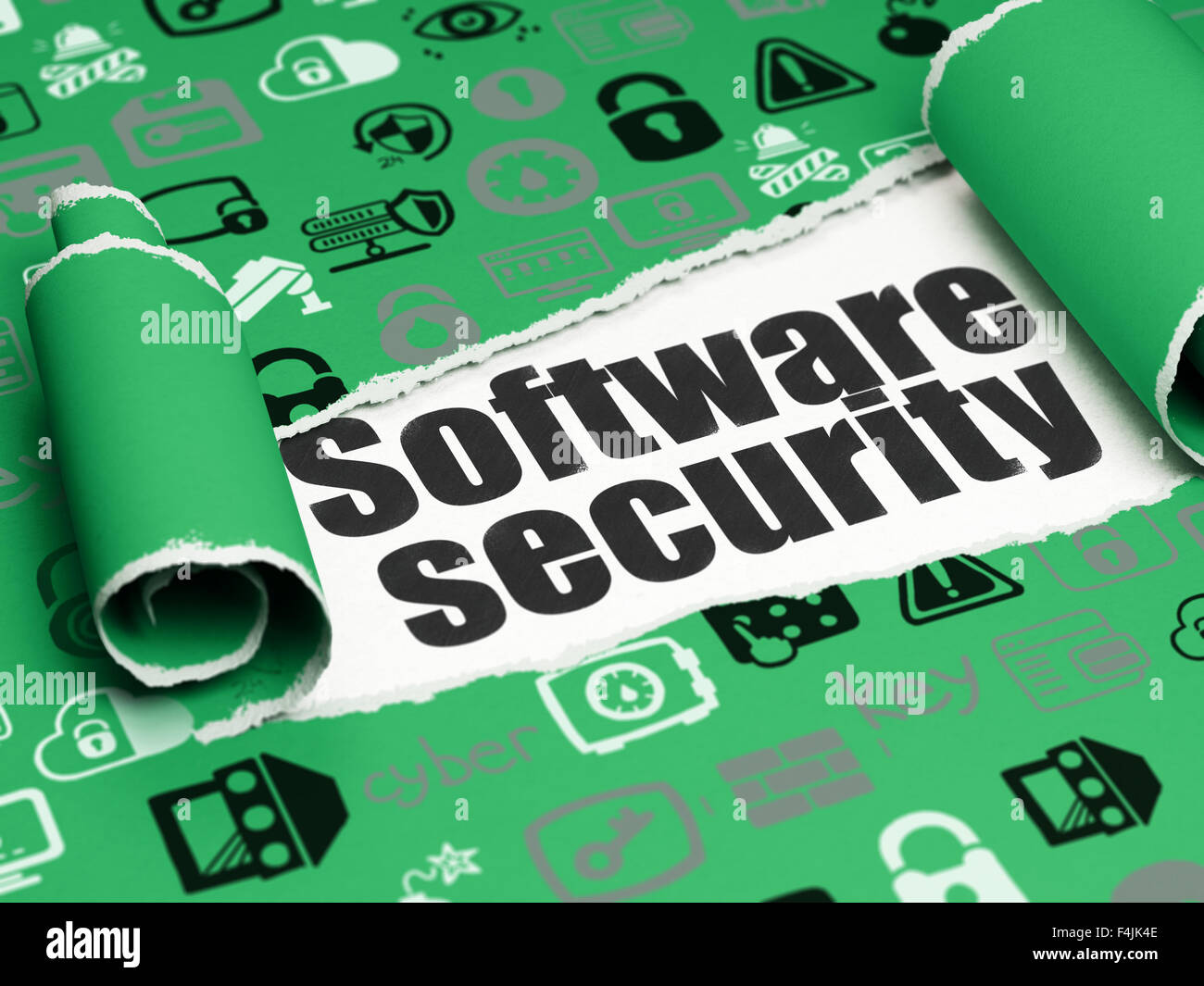 Safety concept: black text Software Security under the piece of torn ...