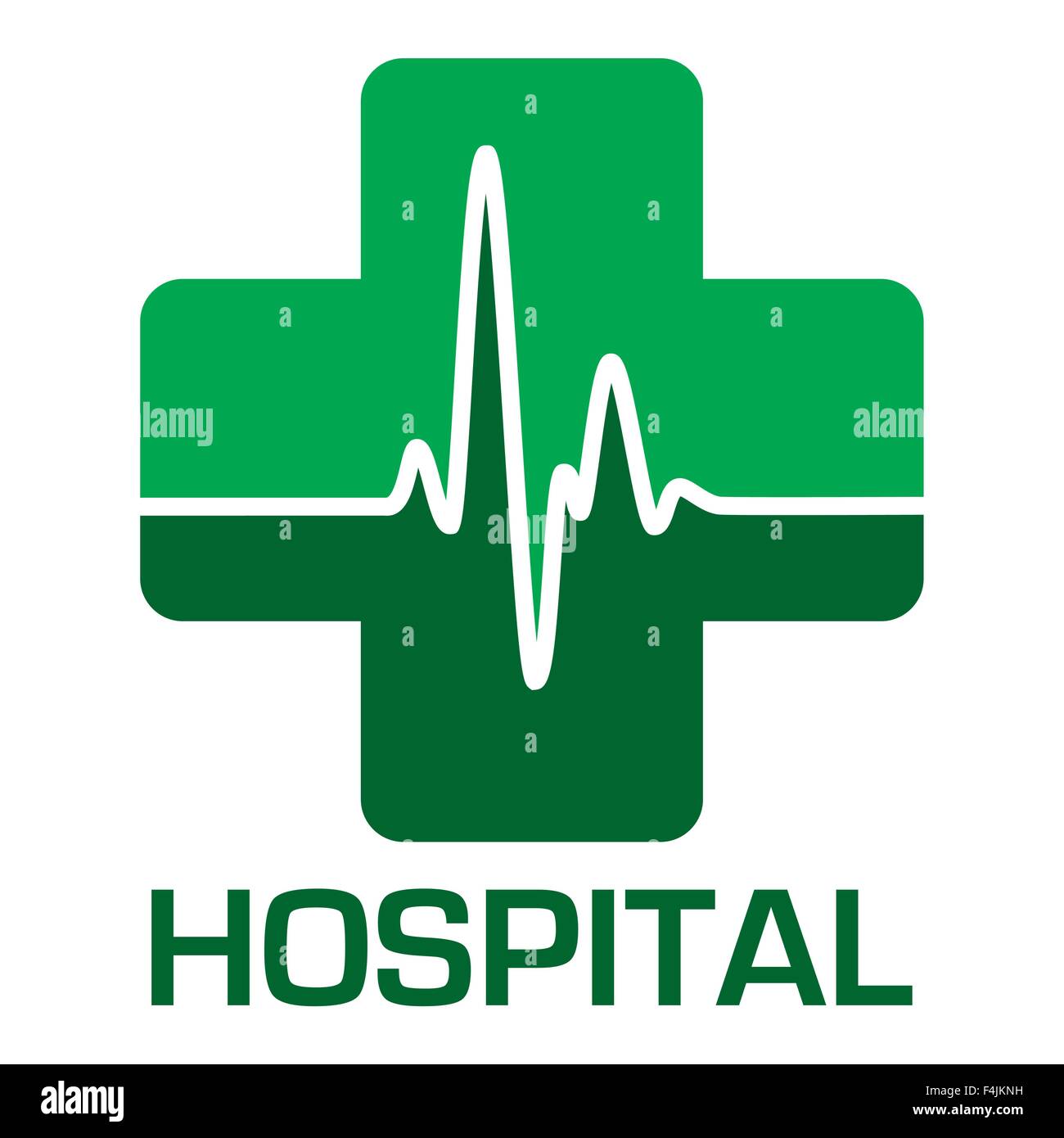 Illustrated hospital icon in green with heart beat Stock Vector Image ...
