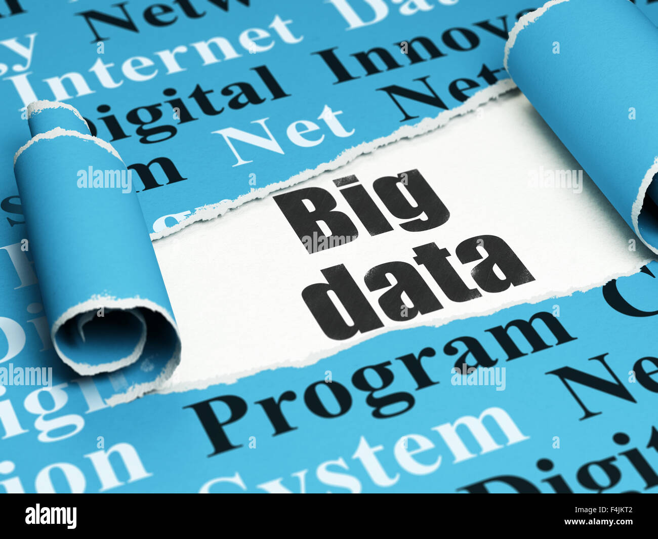 Information concept: black text Big Data under the piece of torn paper ...