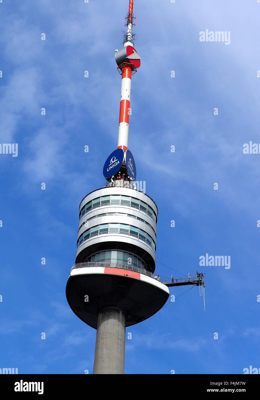 Bungee jumping from the 152 metre high Donauturm tower, Vienna, Austria ...