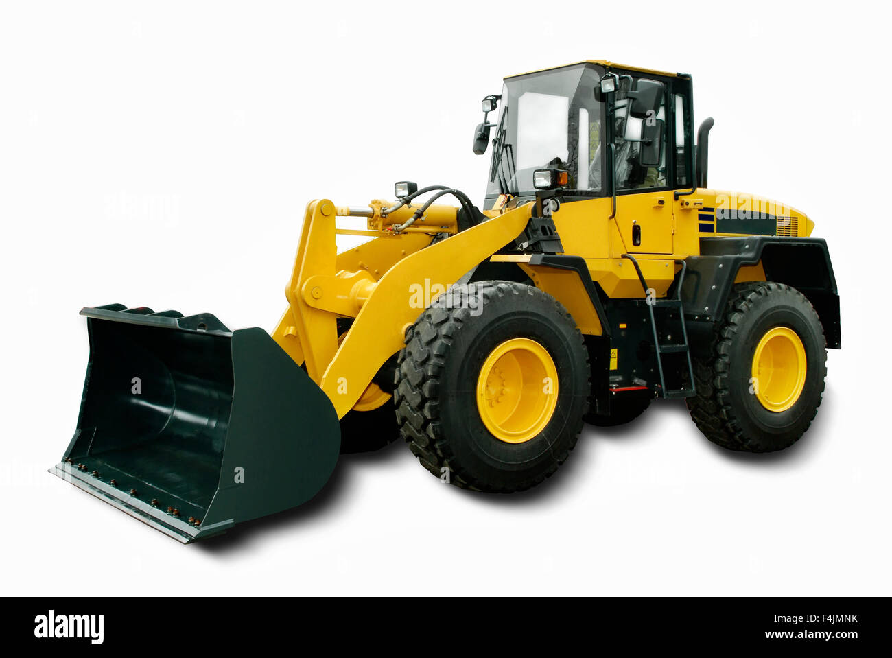 Yellow Wheel Loader isolated on white background Stock Photo - Alamy