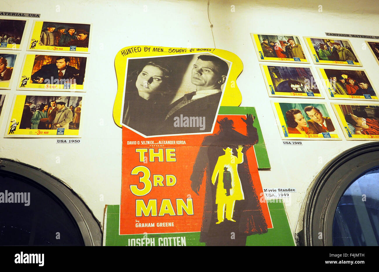 Movie posters on display at The Third Man Film Museum in Vienna ...