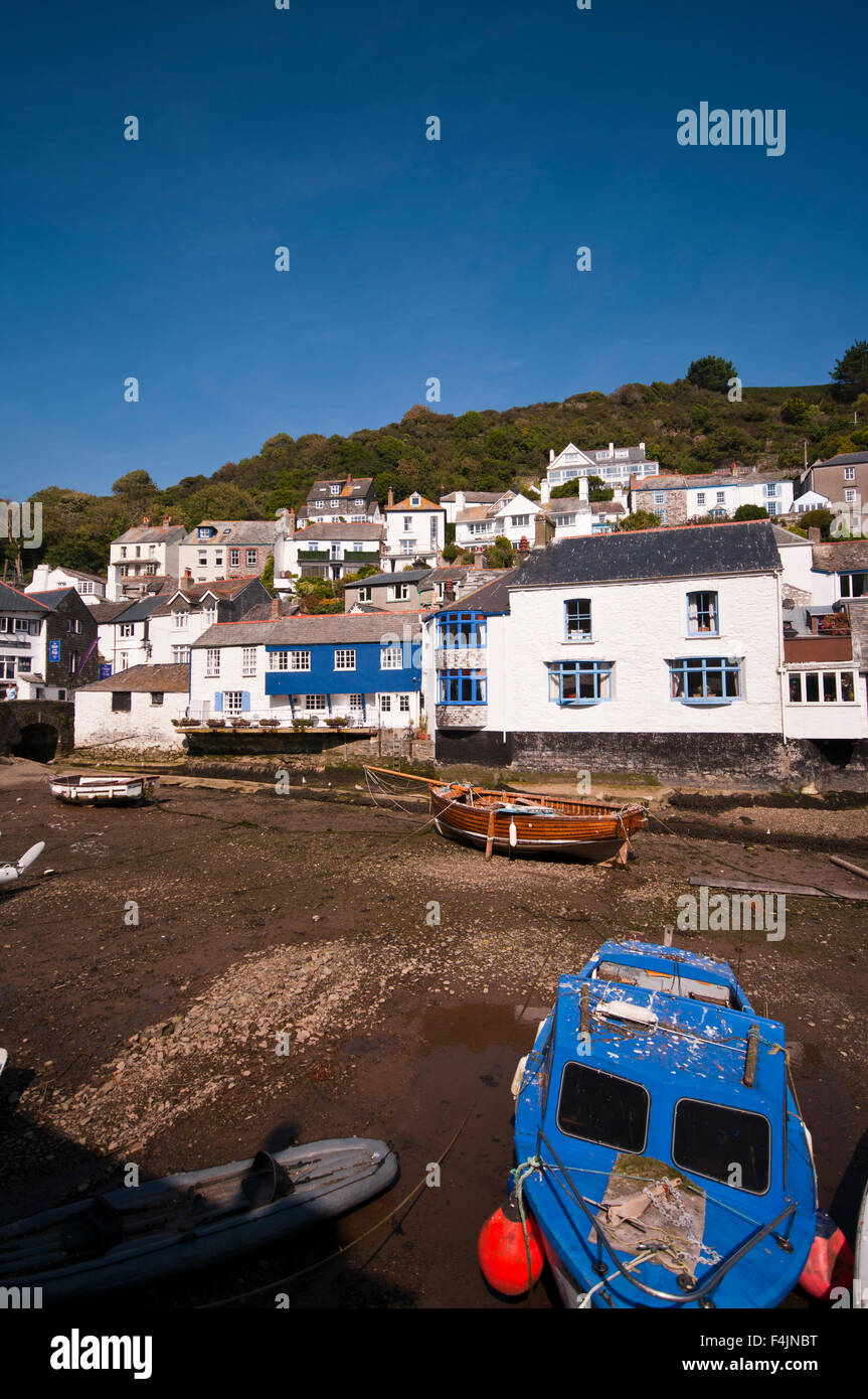 View Over The Harbour Of The Cornish Fishing Village Of Polperro ...