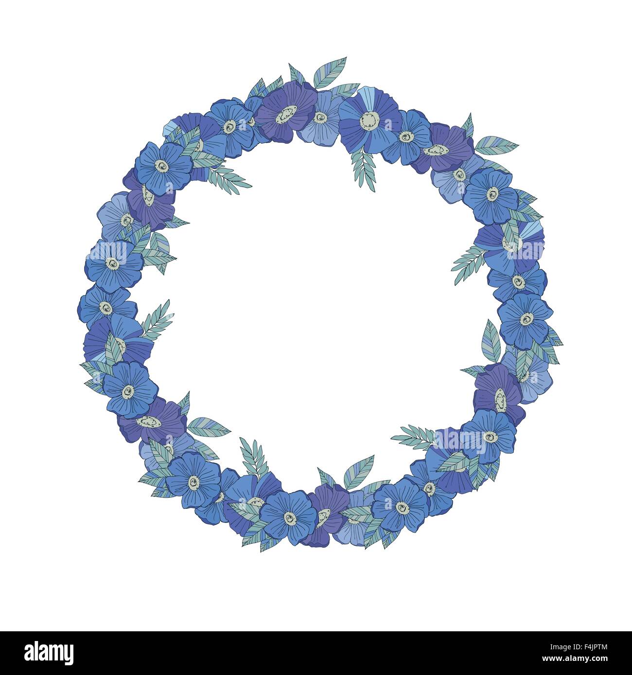 Blue floral border made with wildflowers Stock Vector Image & Art - Alamy