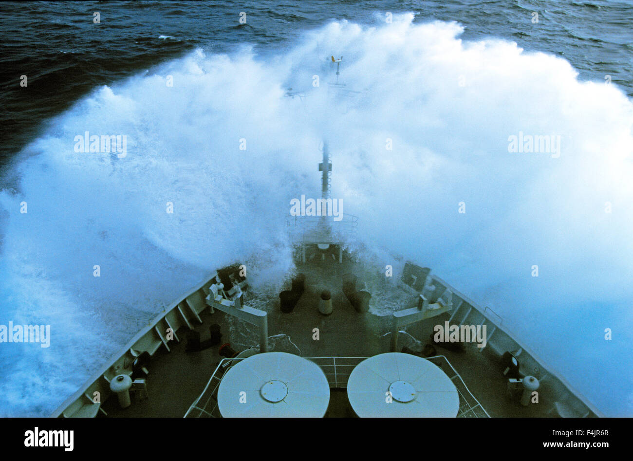 Ship splashing on water Stock Photo - Alamy