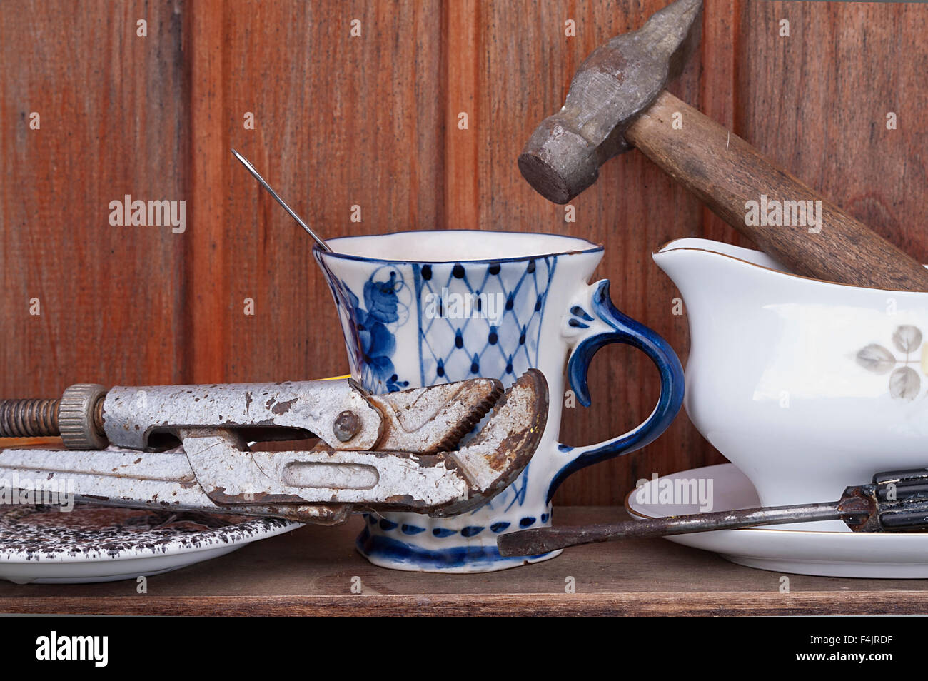 Tools And Crockery Stock Photo - Alamy