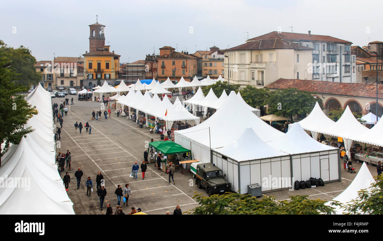 Moncalvo, Italy - October 18,2015: Vendors at the truffle fair in the ...