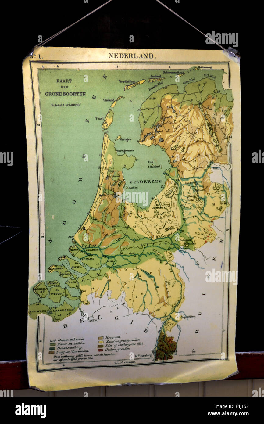 Old School Map Netherlands 1920 - 1930 Enkhuizen Zuiderzeemuseum ...