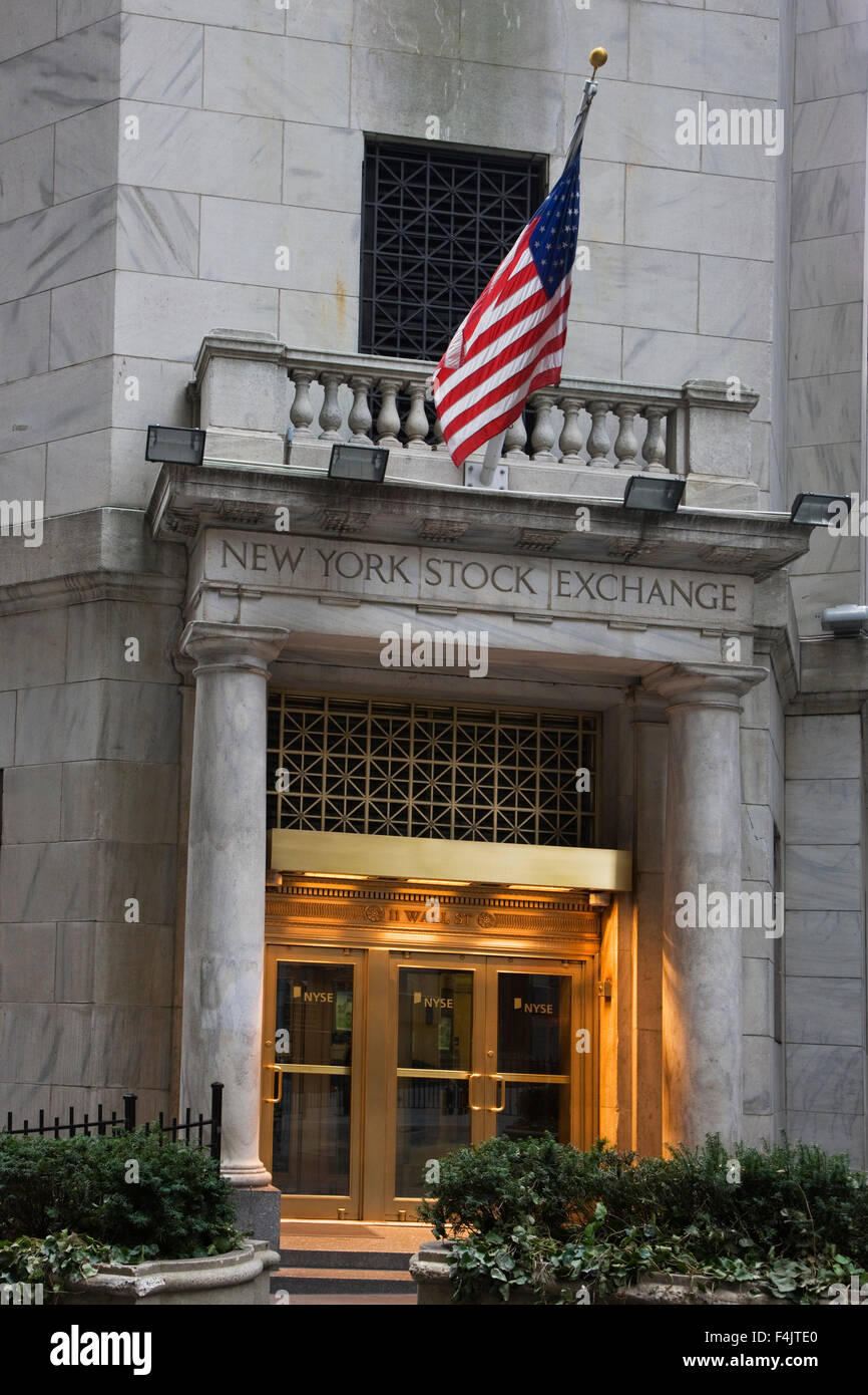 American flag outside stock exchange building Stock Photo - Alamy