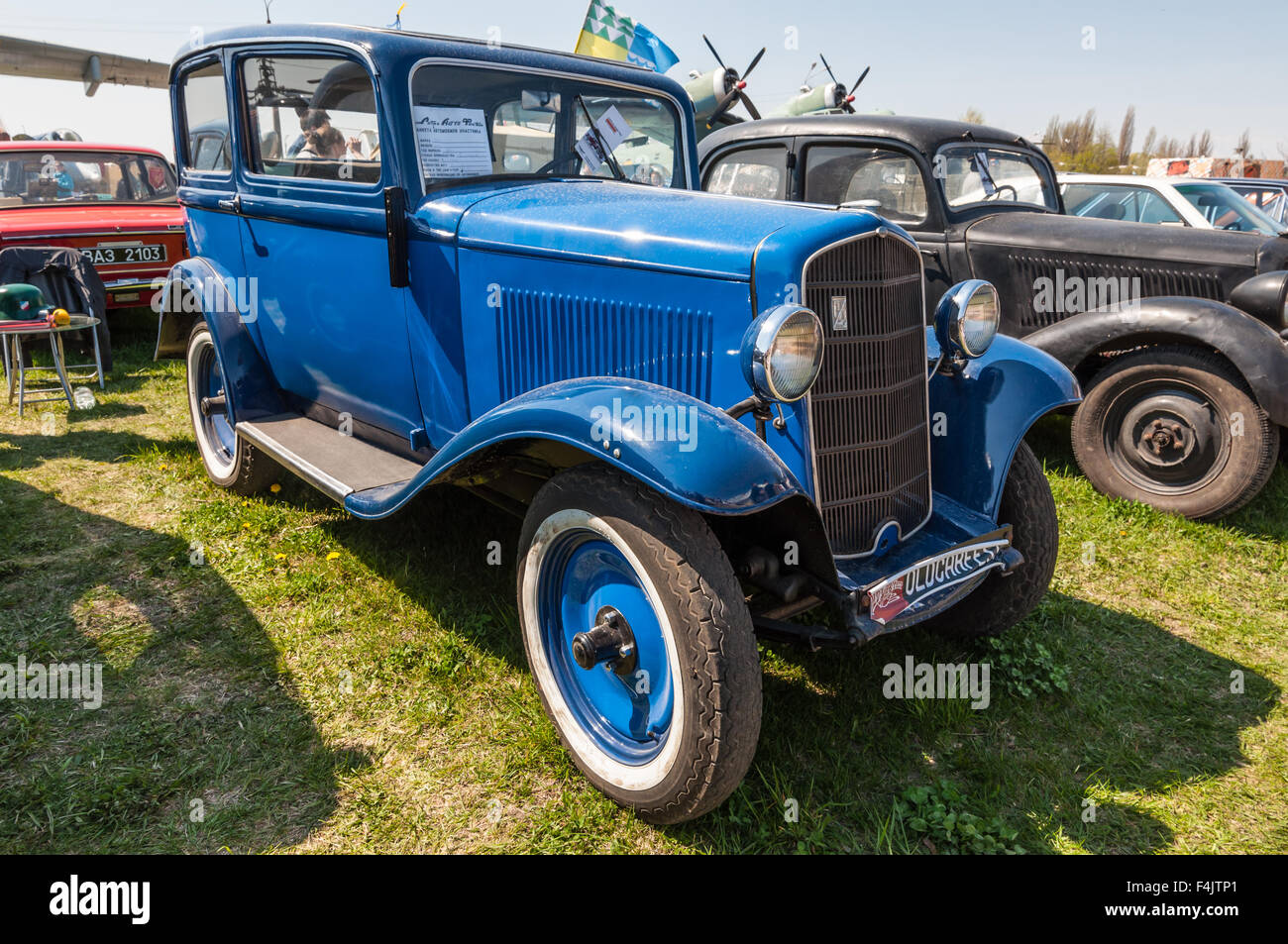 The festival "Old Car Fest 2015", showed an elegant blue 1934 Opel P4 ...