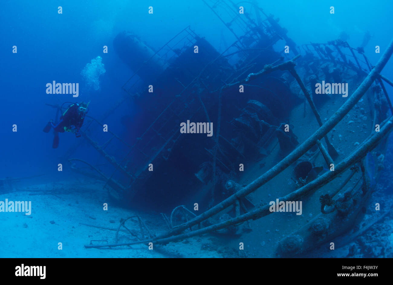 Shipwreck and diver Stock Photo - Alamy