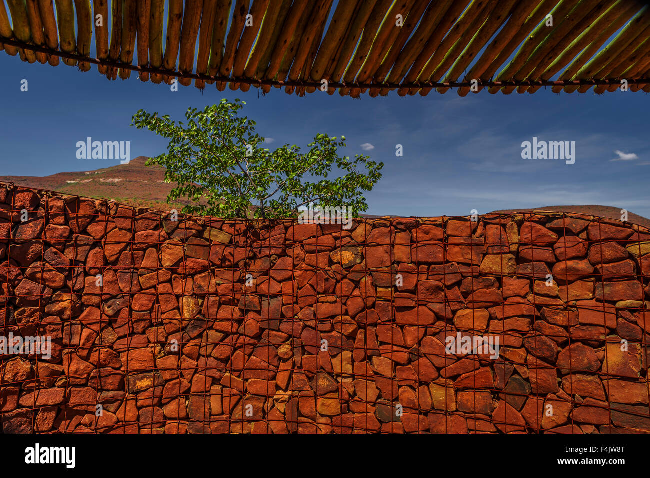 Stone wall at the Etendeka Mountain Camp, Namibia, Africa Stock Photo ...