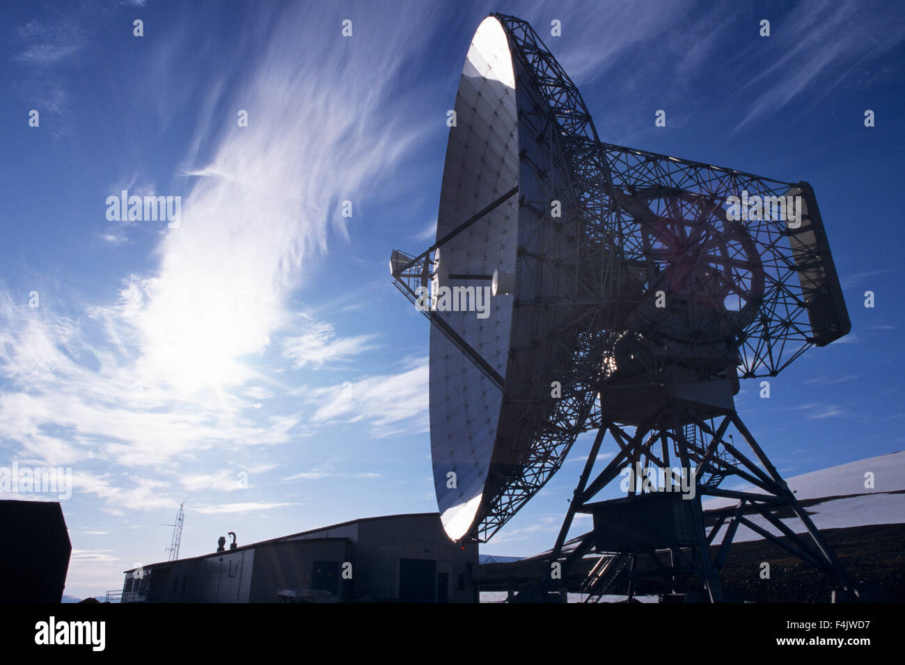 Satellite dish against sky Stock Photo - Alamy