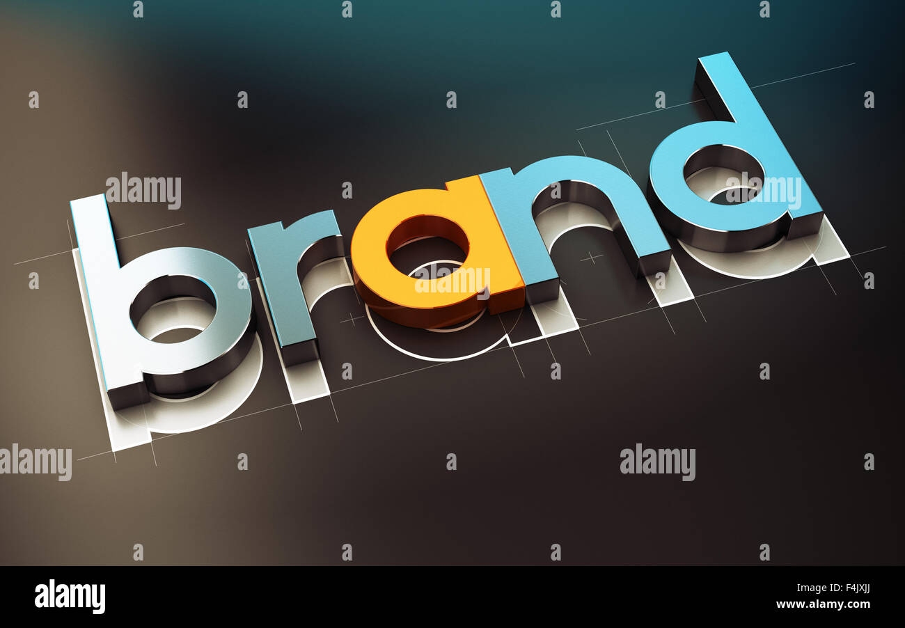 Brand nane design over black background, 3D concept illustration of ...