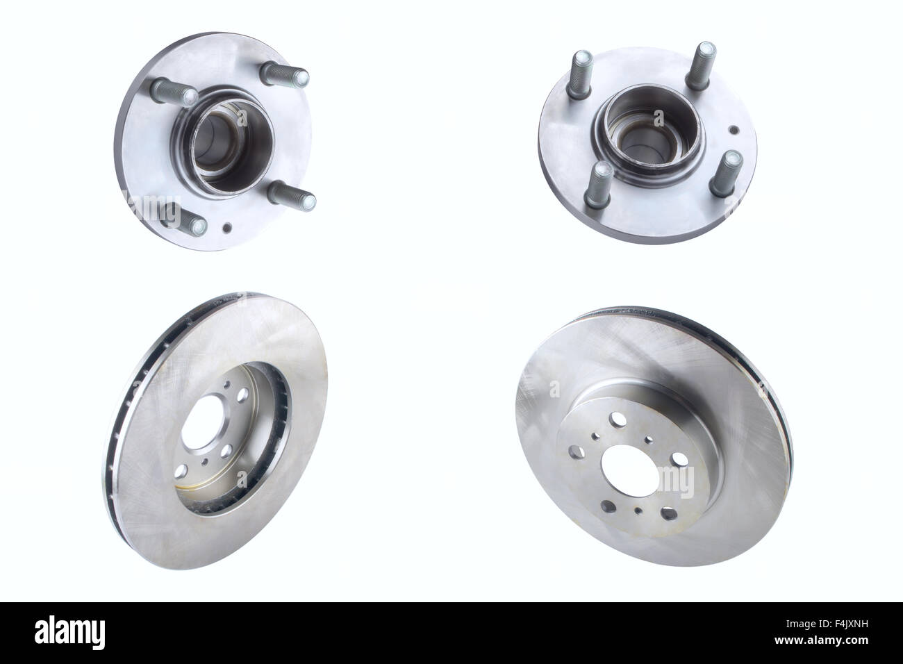Isolated on white background brake discs and bearings for front side ...