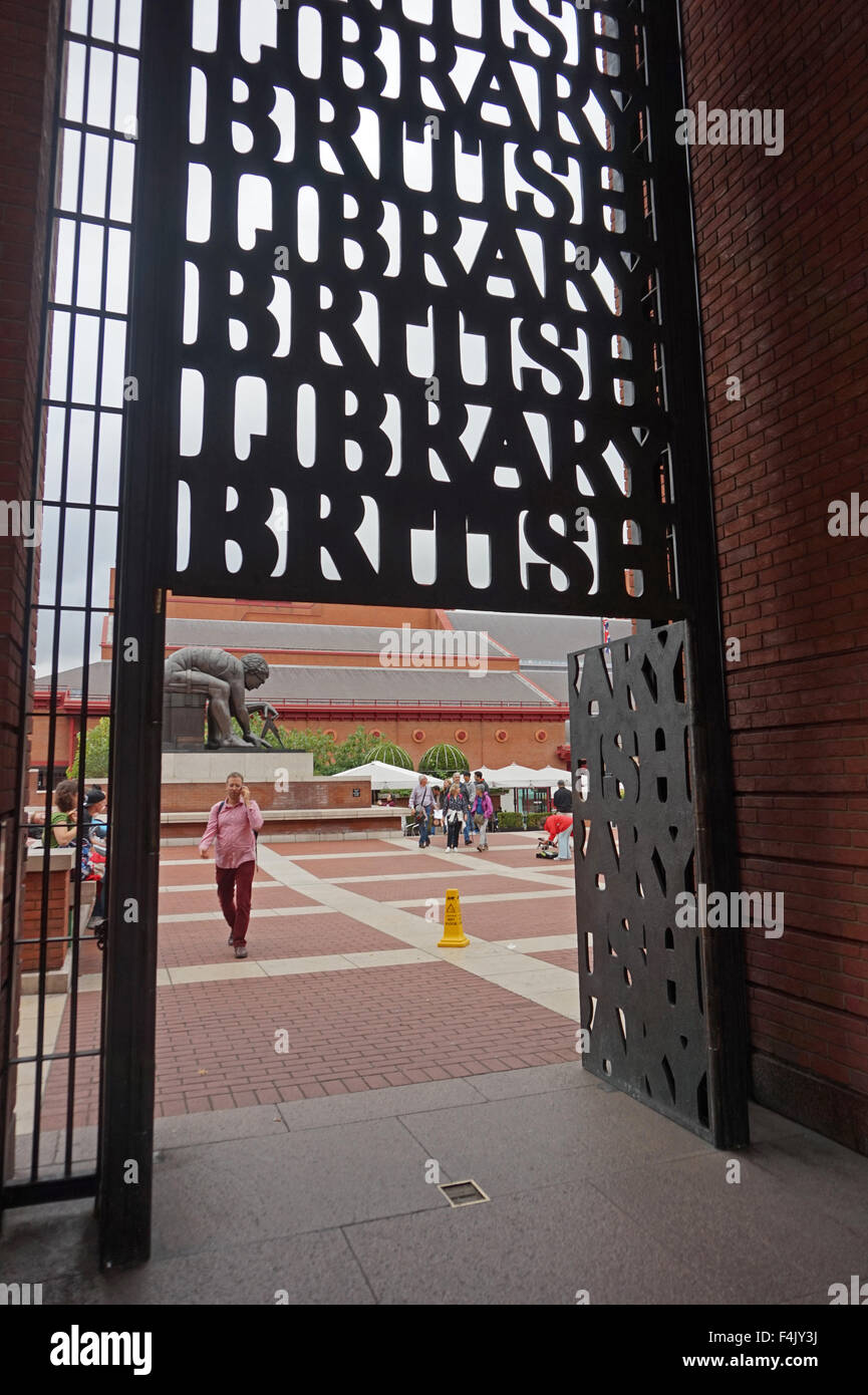 The gateway to the British Library, Euston Road, London Stock Photo - Alamy
