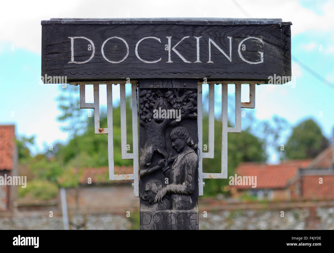 Docking village sign Norfolk England Stock Photo - Alamy
