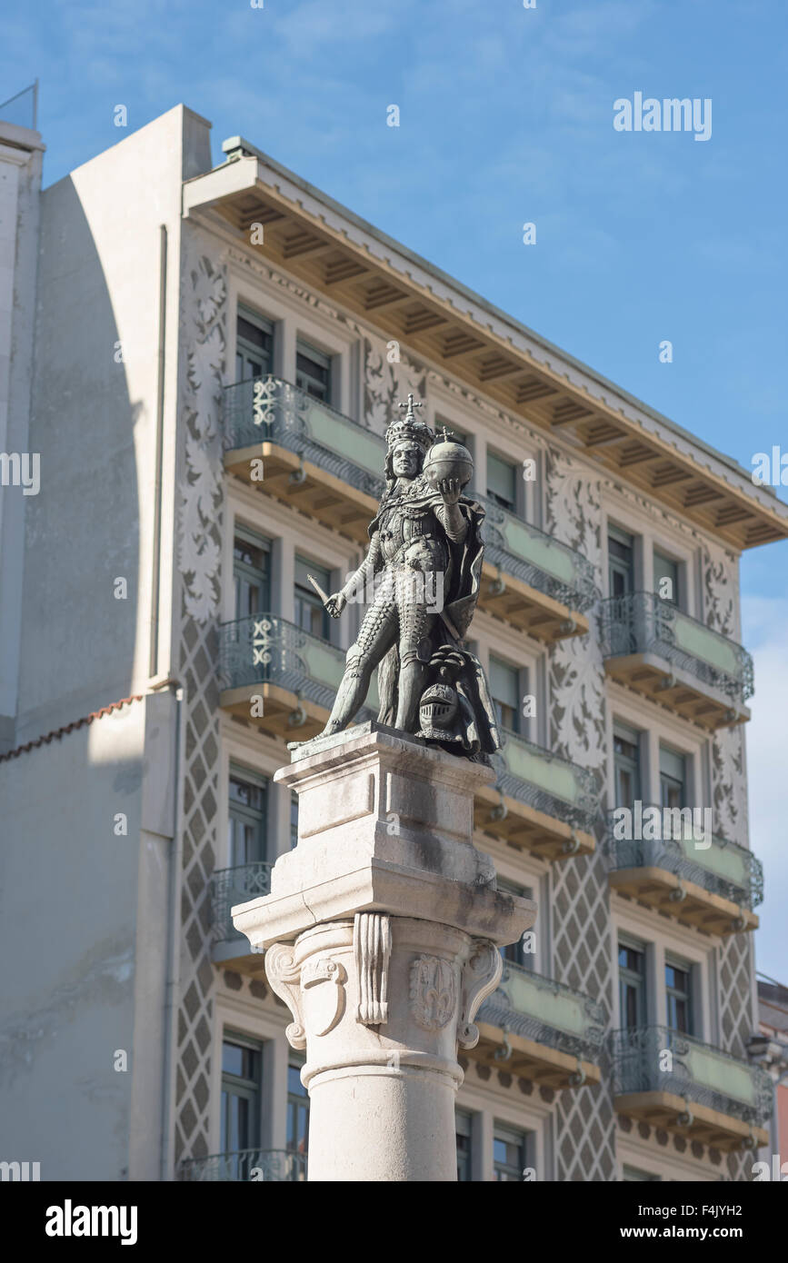 Trieste piazza della borsa, statue of the Habsburg emperor Leopold I ...