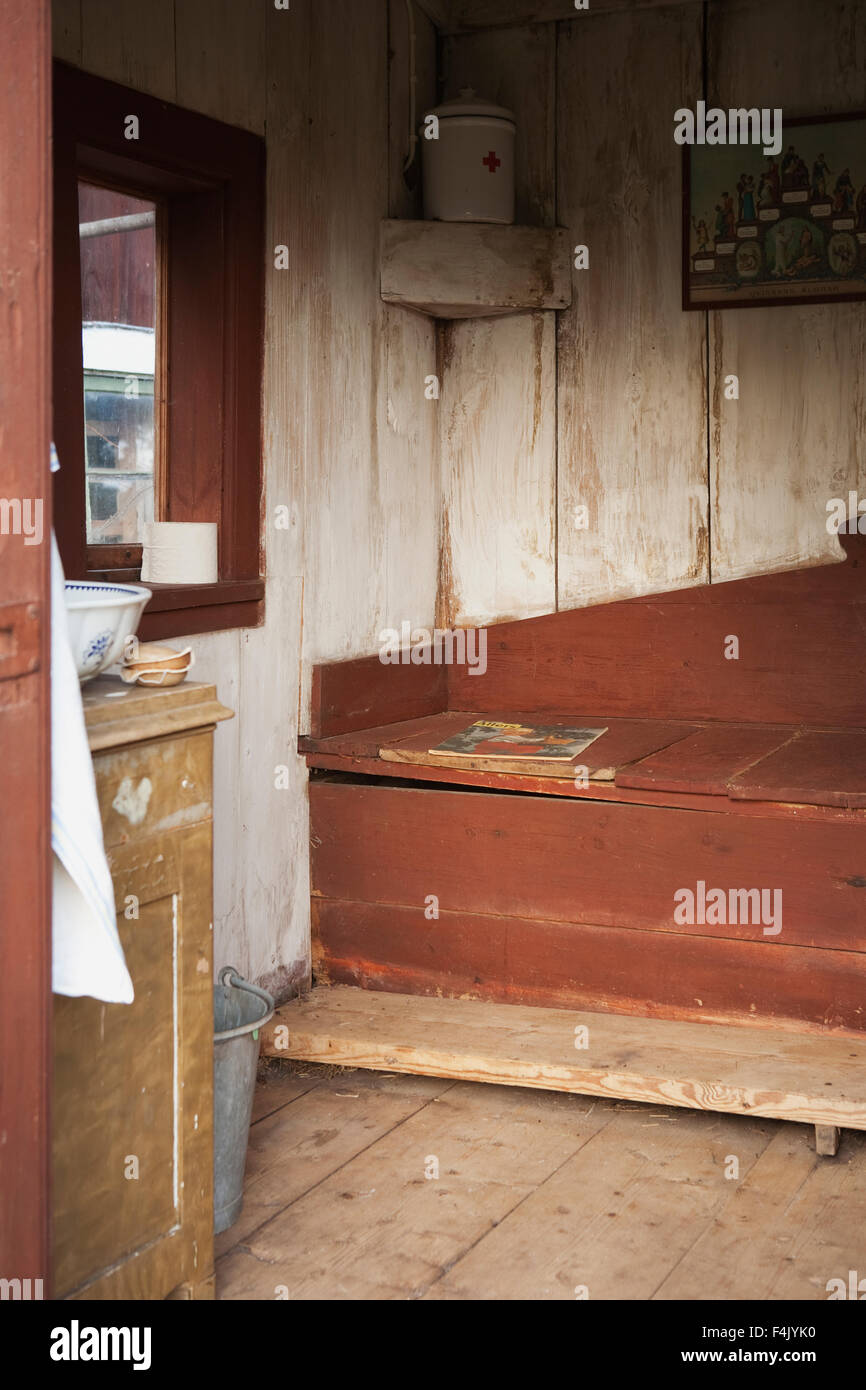 Interior of outhouse Stock Photo - Alamy
