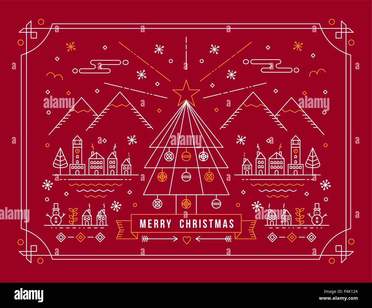 Merry christmas card in outline hi-res stock photography and images - Alamy
