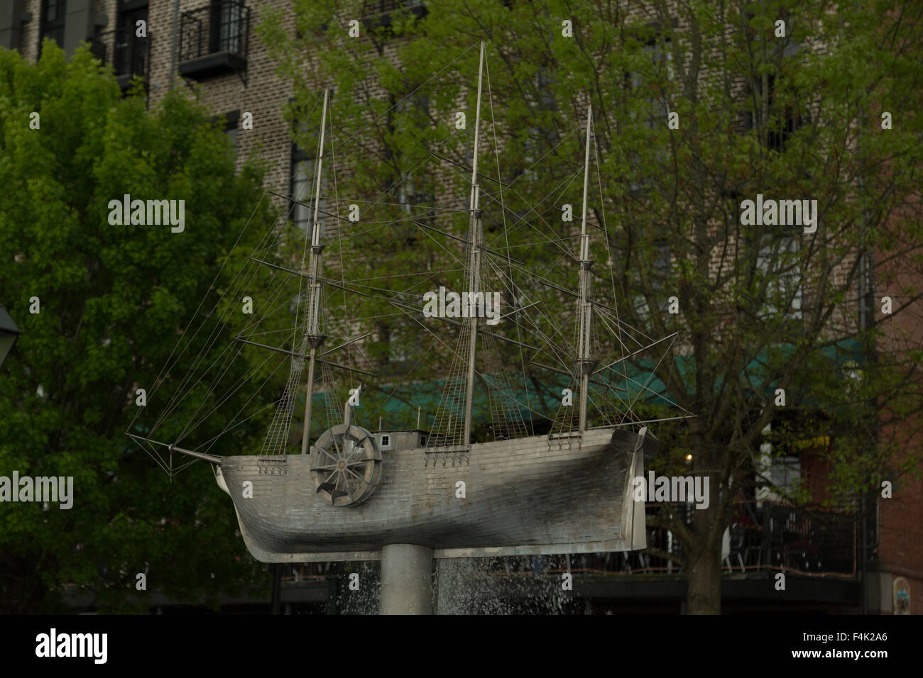 A photograph of a fountain which is a maritime memorial showing the ...